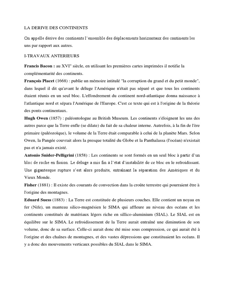 Théorie de la dérive des continents | PDF | Tectonique des plaques ...