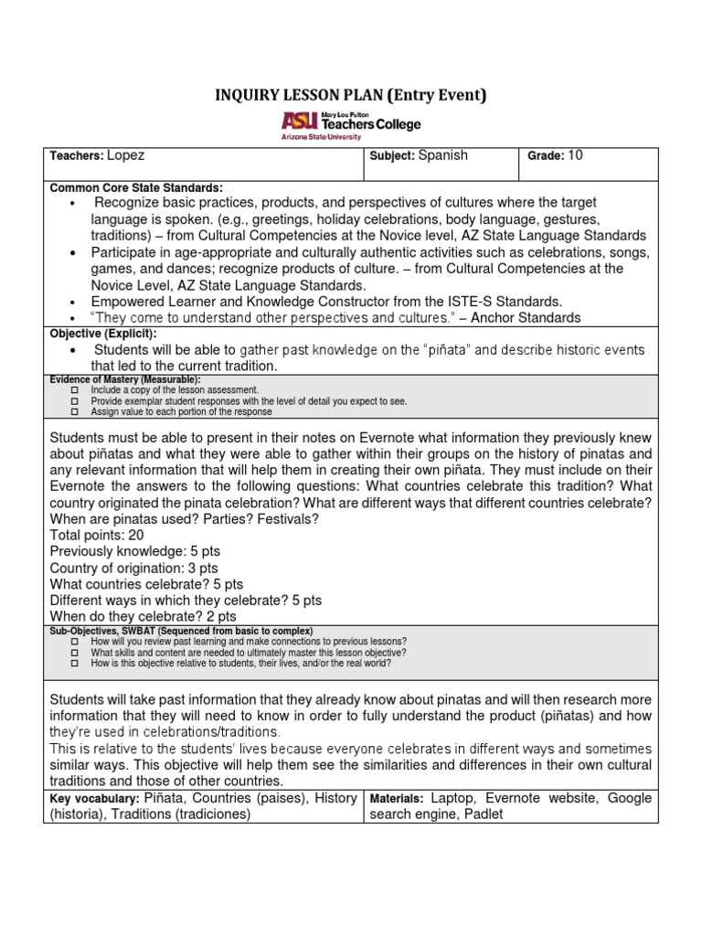 Inquiry Lesson Plan Sa | PDF | Question | Teachers