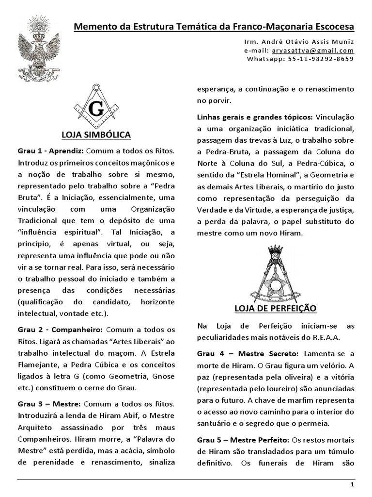 Estrutura Do Rito Escocês Antigo e Aceito | PDF | Loja Maçônica | Maçonaria