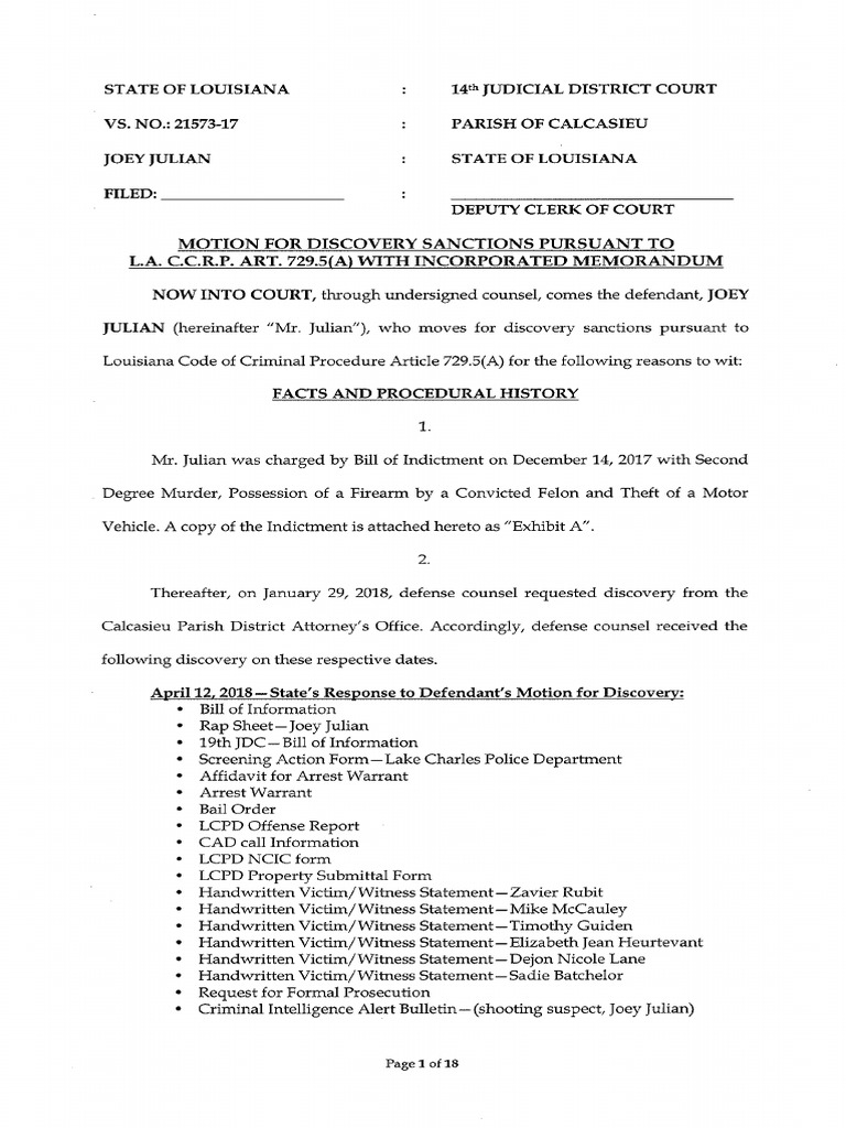 Julian Motion For Discovery Sanctions | PDF