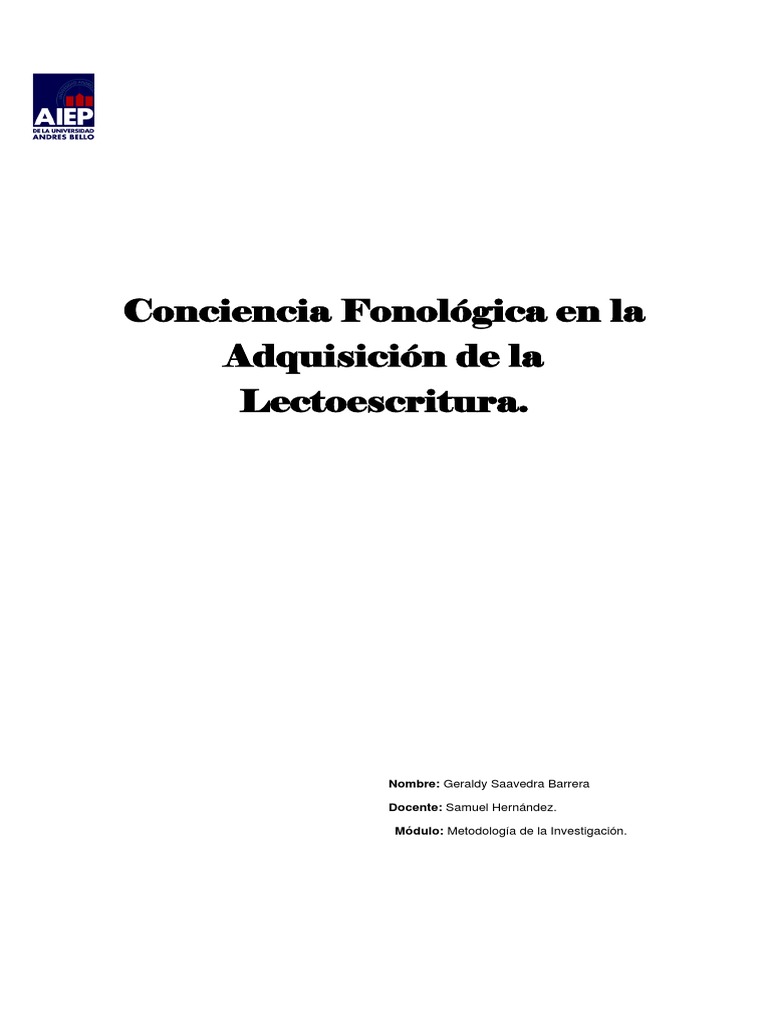 Importancia de La Conciencia Fonológica en La Adquisición de La ...