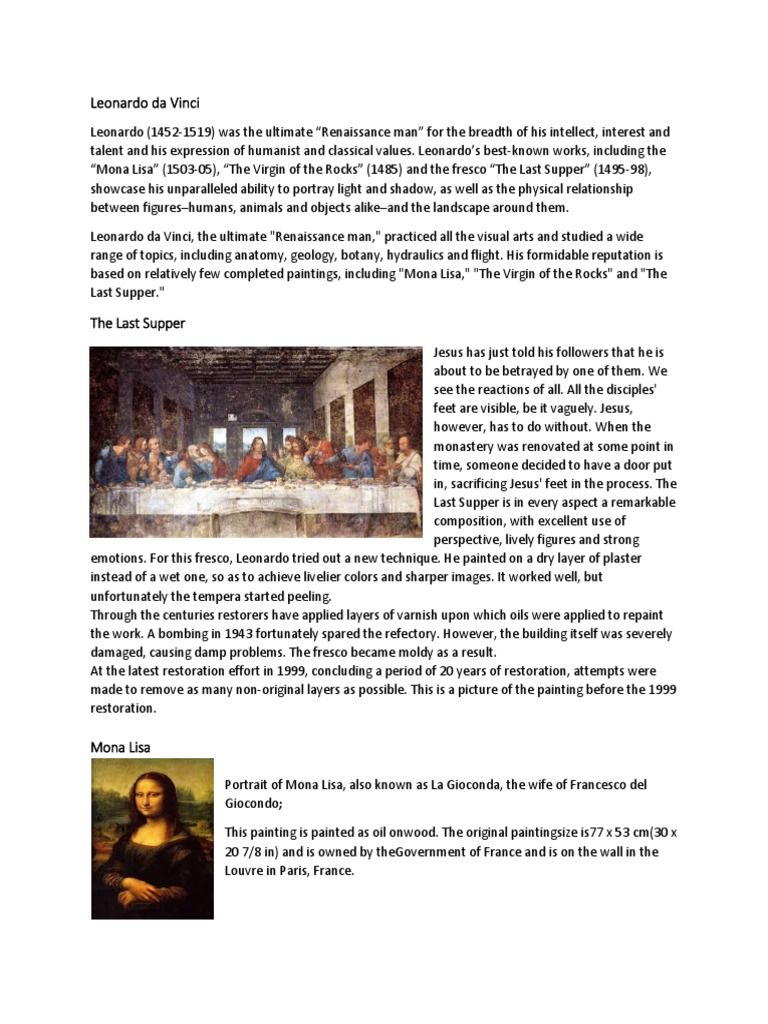 Da Vinci: Master of Renaissance Art | PDF | Michelangelo | Leonardo Da ...