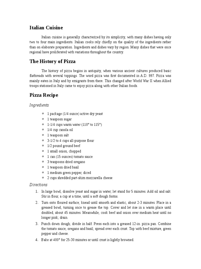 Authentic Italian Pizza Recipe Guide | PDF | Cooking, Food & Wine