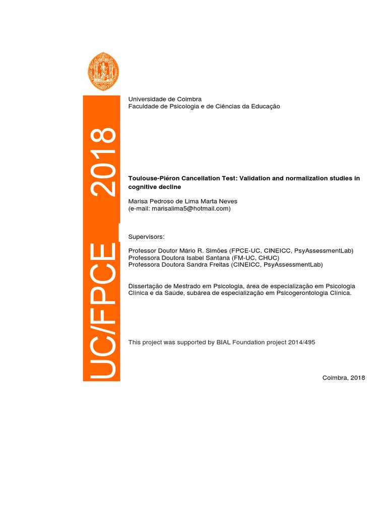 Toulouse-Piéron Cancellation Test - Validation and Normalization ...