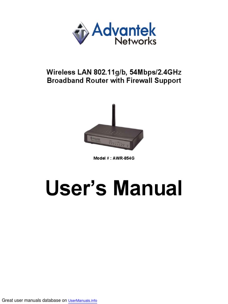 Advantek Networks Network Router Wireless LAN 802.11g - B, 54Mbps - 2 ...