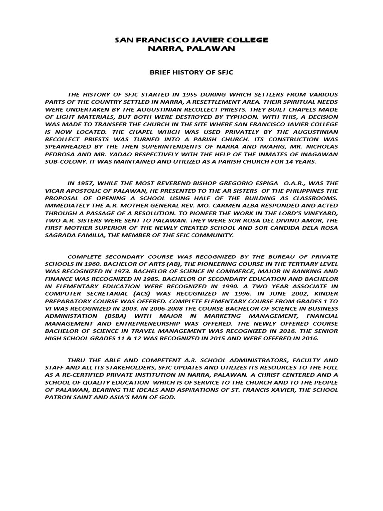 History of SFJC 2017 | PDF | Curriculum | Learning