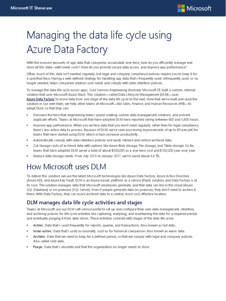 Managing The Data Life Cycle Using Azure Data Factory: How Microsoft ...