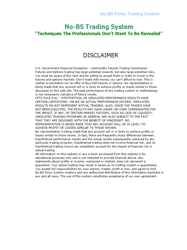 No-BS Trading System | PDF | Algorithmic Trading | Futures Contract