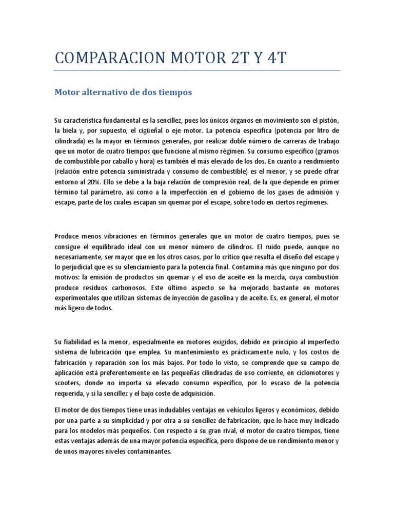 Comparacion Motor 2t y 4t | PDF | Máquinas rotativas | Ingeniería mecánica