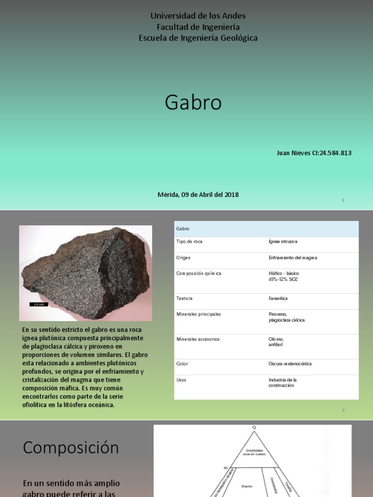 Características y Usos del Gabro | PDF | Roca ígnea | Rocas