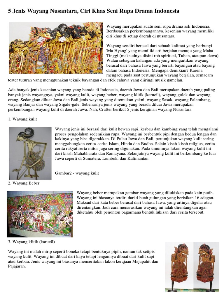 5 Jenis Wayang Nusantara | PDF | Puisi | Klasik