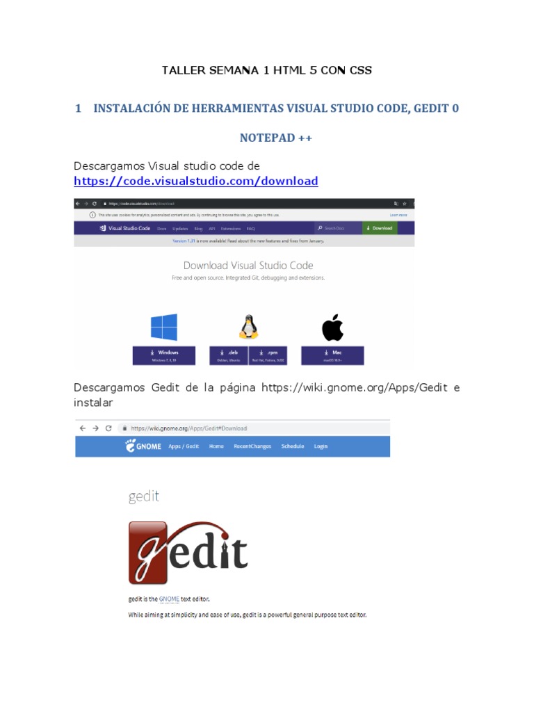 Taller 1 HTML - CSS PDF | PDF | HTML | explorador de Internet