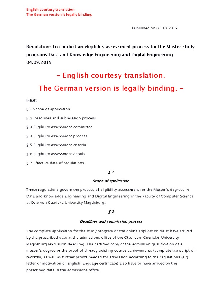 English Courtesy Translation. The German Version Is Legally Binding ...