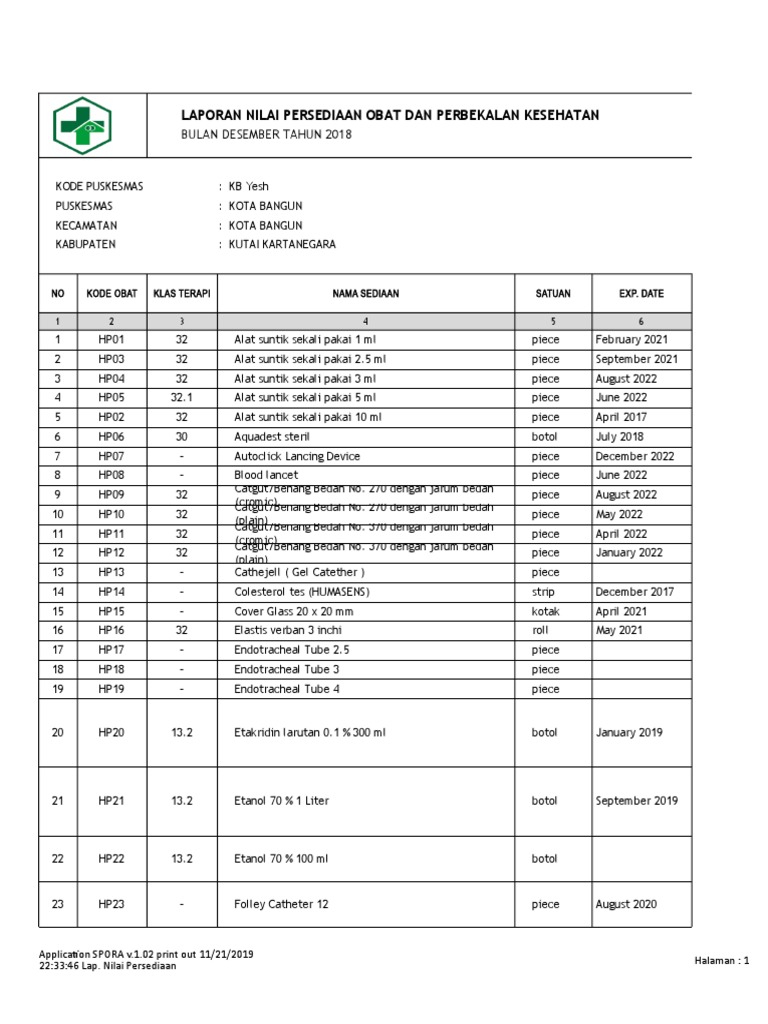 Data Nilai Persediaan BMHP Des | PDF | Clinical Medicine | Immunology