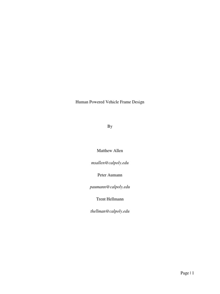 Human Powered Vehicle Frame Design | PDF | Vehicles | Design