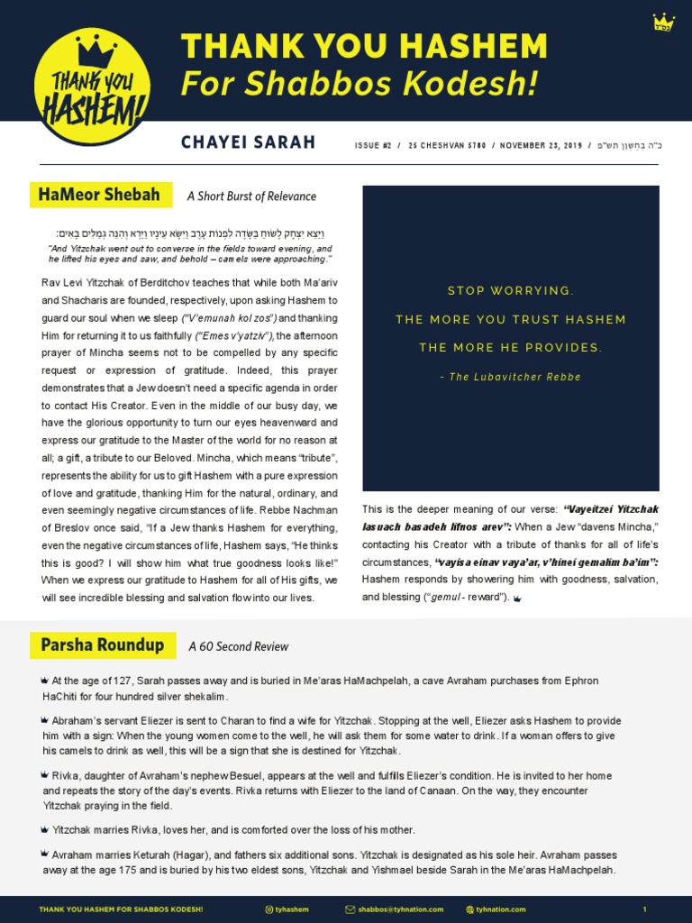 Thank You Hashem For Shabbos Kodesh | PDF | Rebecca | Jewish Behaviour ...