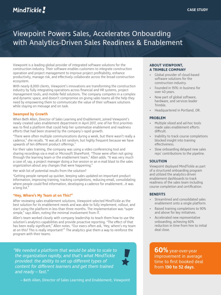 MindTickle Viewpoint Case Study 2018 Final | PDF | Sales | Learning
