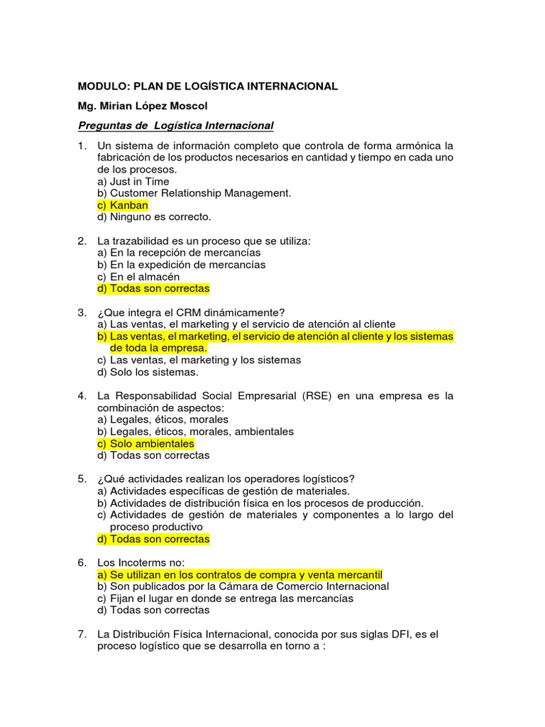 Plan de Logística Internacional - Mirian Lopez | PDF | Logística | Comercio