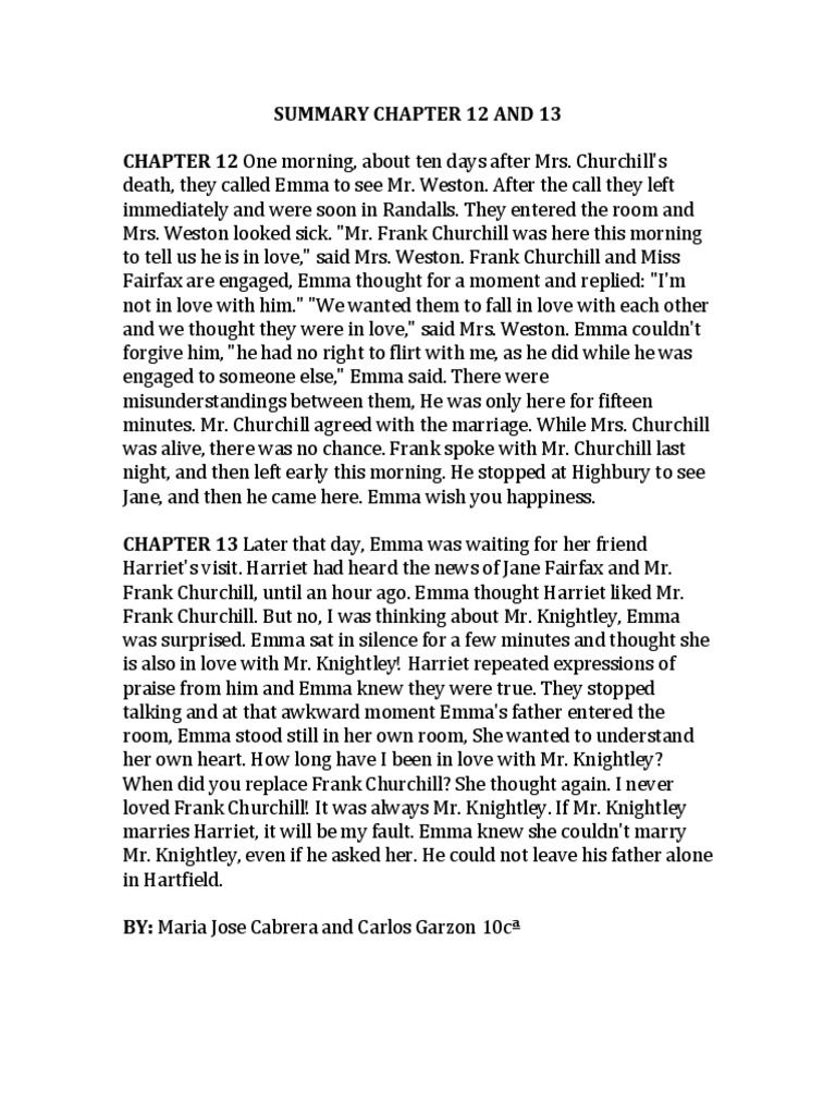 Emma's Love Dilemma: Chapters 12-13 Summary | PDF