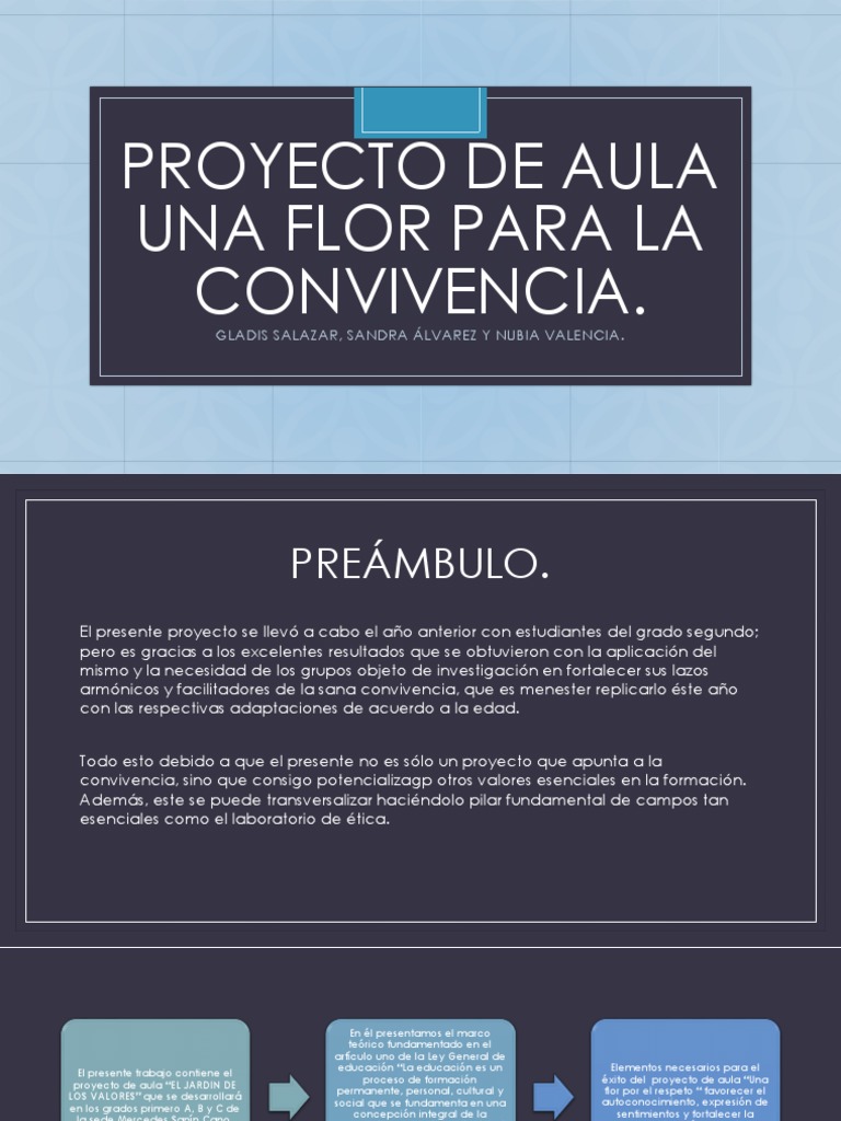 Proyecto de Aula Una Flor para La Convivencia | PDF | Salón de clases | Tolerancia