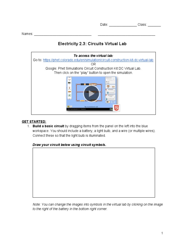 Circuits Virtual Lab | PDF | Series And Parallel Circuits | Electrical ...