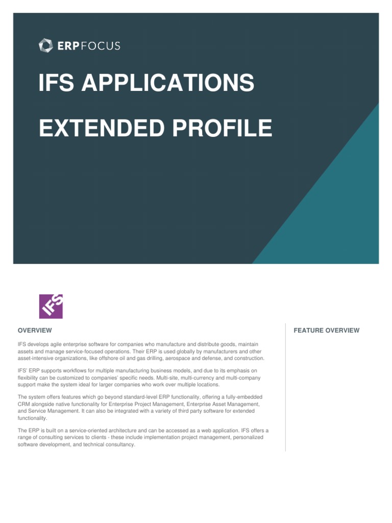 Ifs Applications Extended Profile | PDF | Enterprise Resource Planning ...
