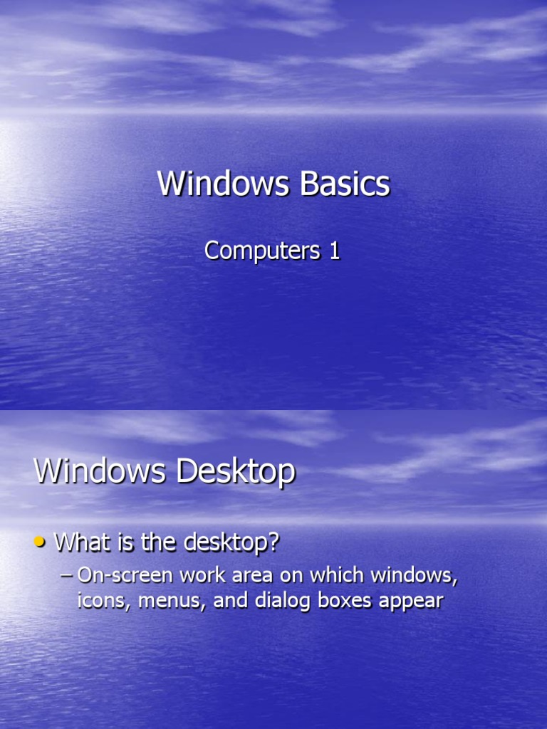 Windows Basics Slide Show | PDF | Human–Computer Interaction ...