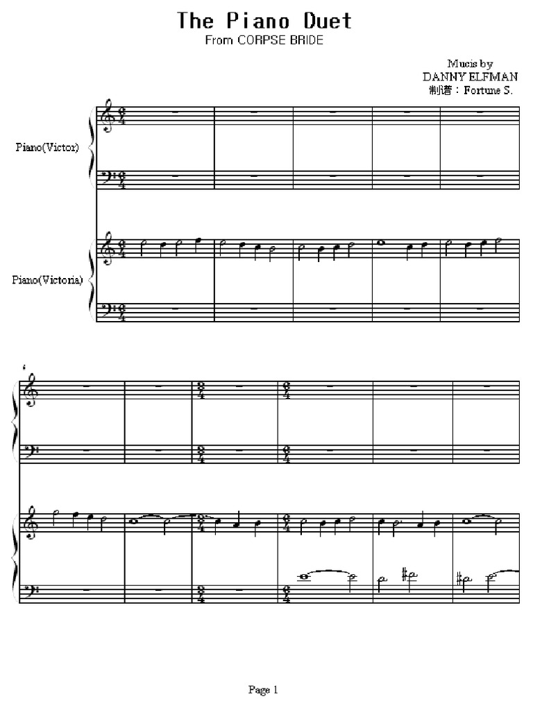 Corpse Bride Piano Duet | PDF