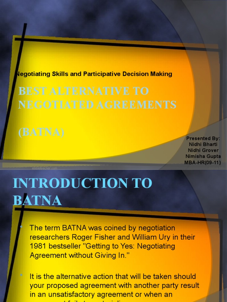 Best Alternative To Negotiated Agreements | PDF | Negotiation | Cognition