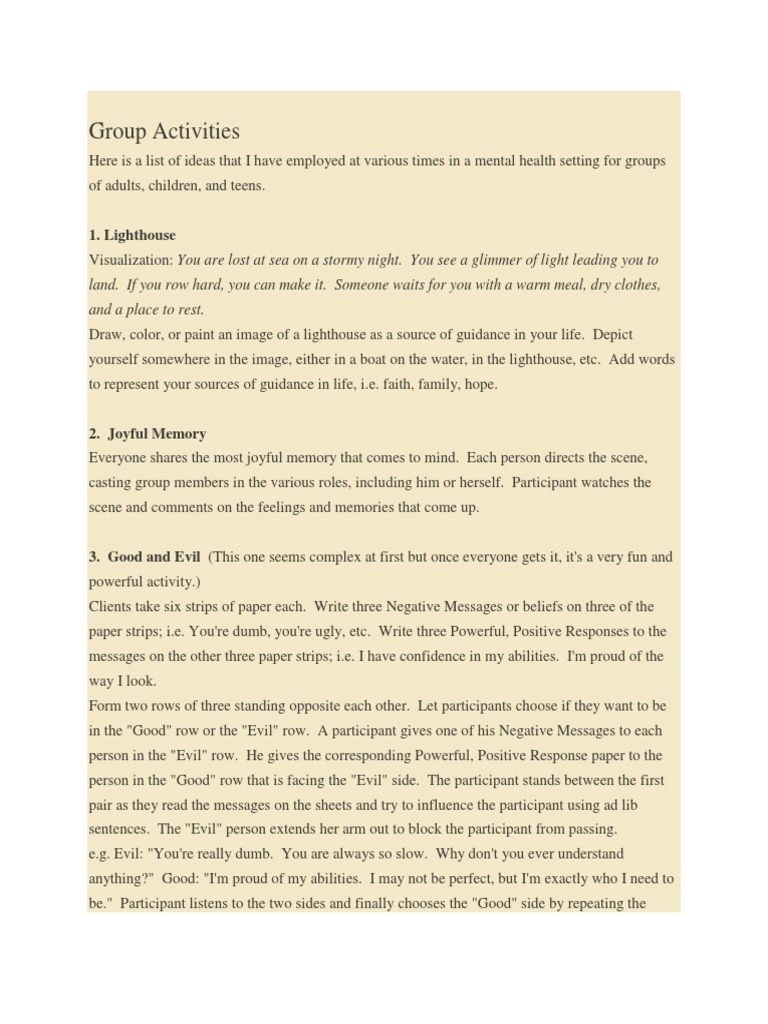 Group Activities | PDF | Dream | Anger