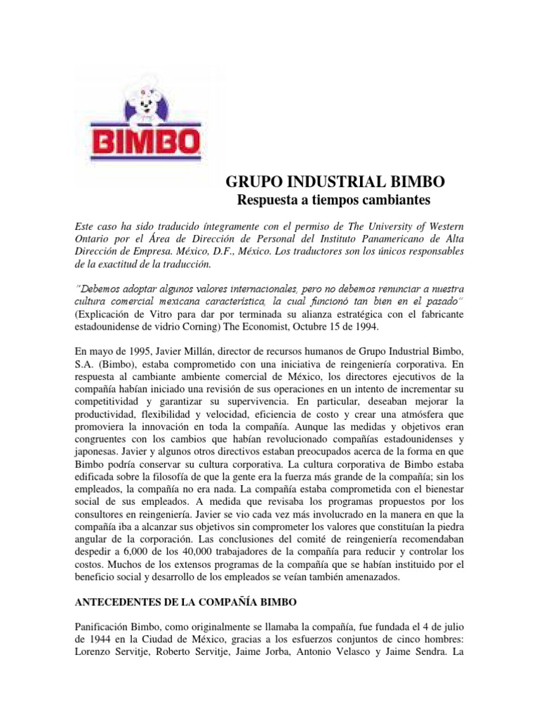 Bimbo | PDF | Calidad (comercial) | México
