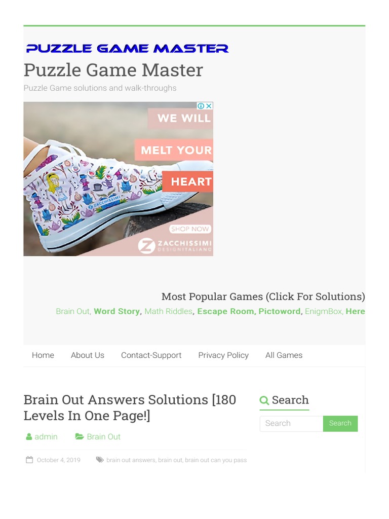 Brain Out Answers Solutions (180 Levels in One Page!) - Puzzle Game ...