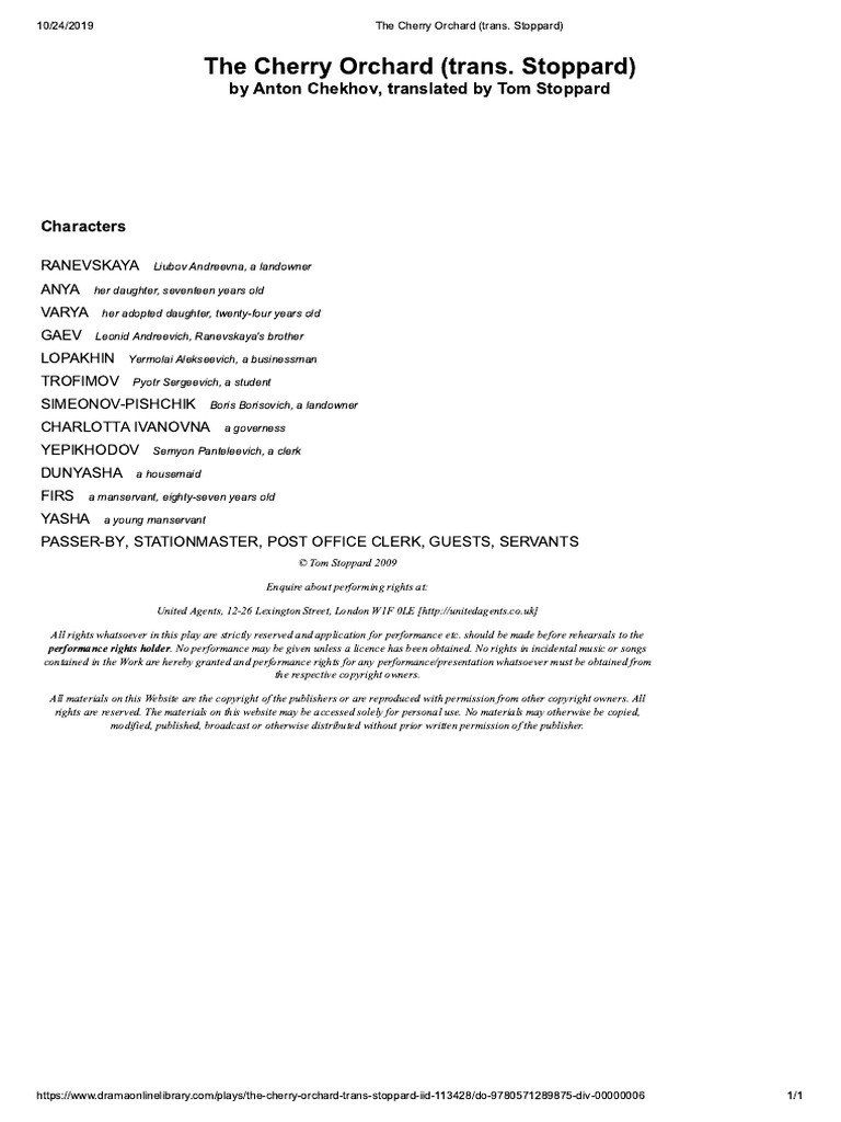 The Cherry Orchard Characters | PDF