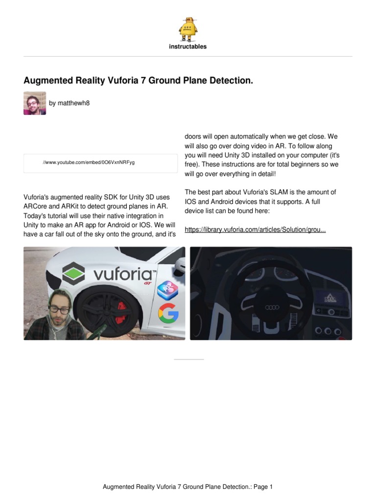 Augmented Reality Vuforia 7 Ground Plane Detection | PDF | Unity (Game Engine) | Ios