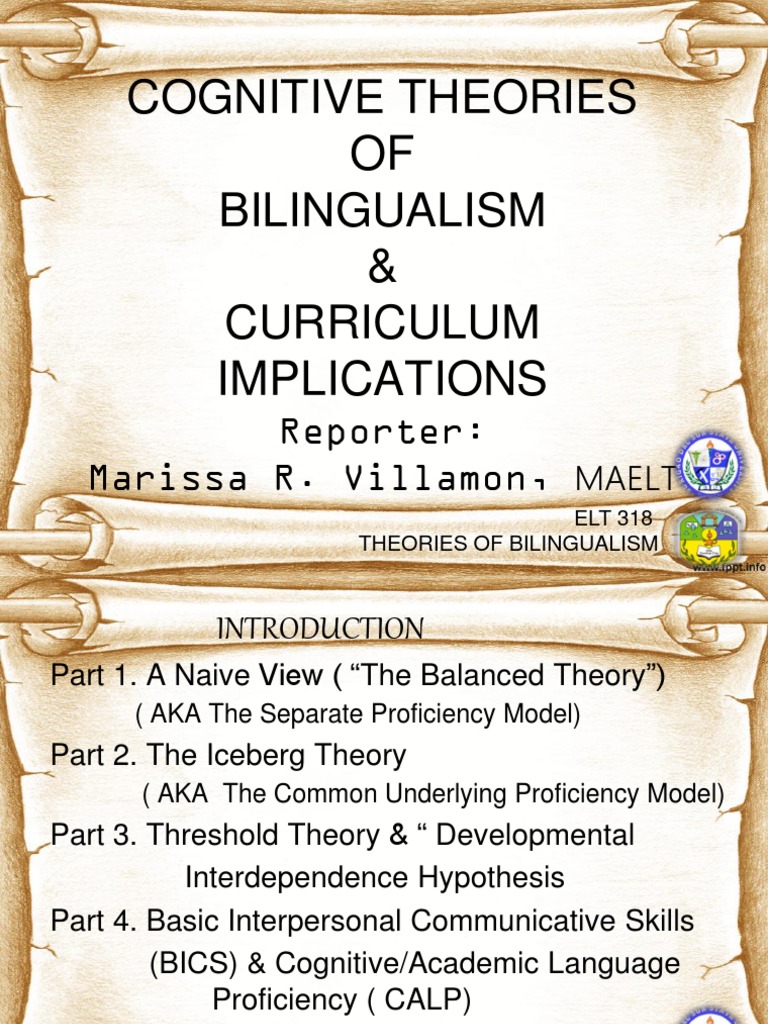 COGNITIVE Theory of Bilingualism | PDF | Multilingualism | Second Language