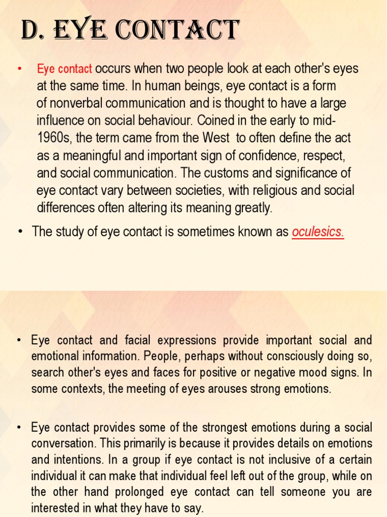 Eye Contact | PDF | Nonverbal Communication | Gesture