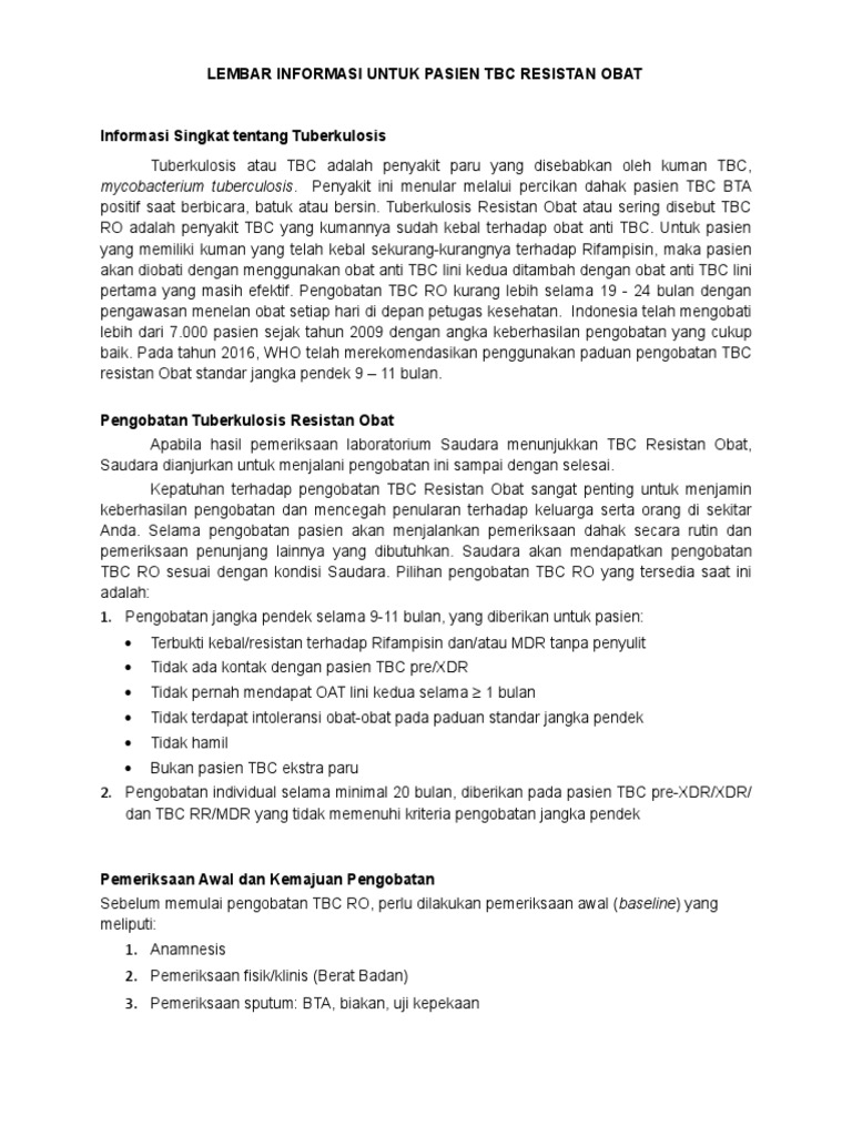 Informed Consent Pasien TBC RO - FINAL2018 | PDF