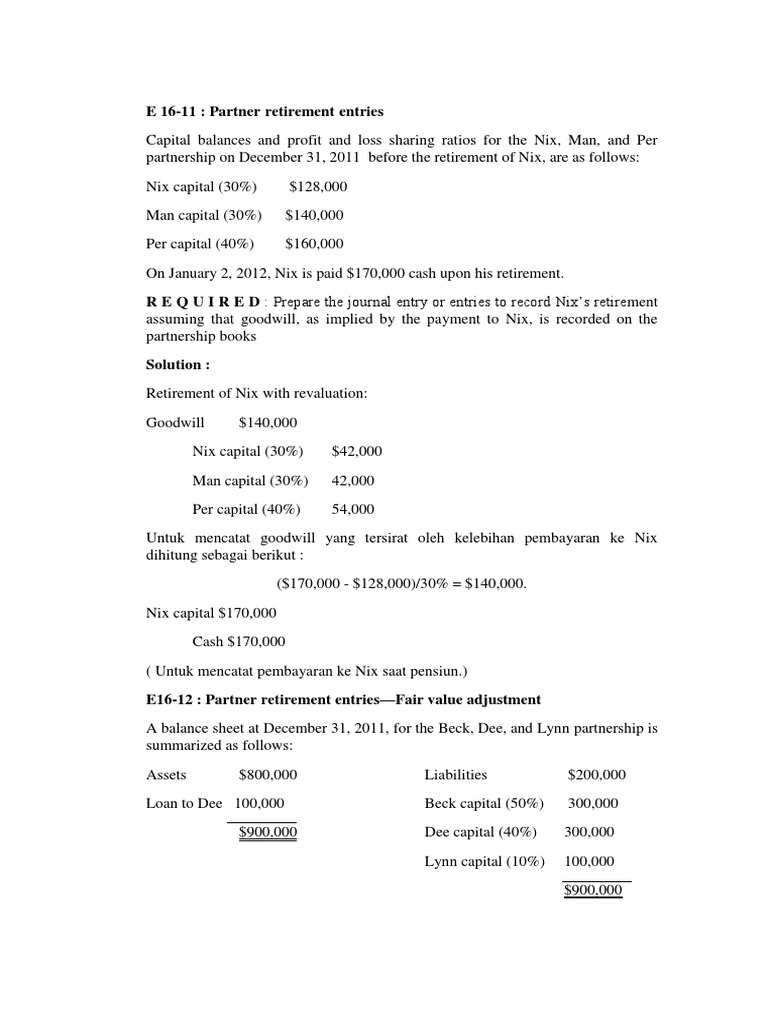 Soal Bab 16 | PDF | Goodwill (Accounting) | Partnership