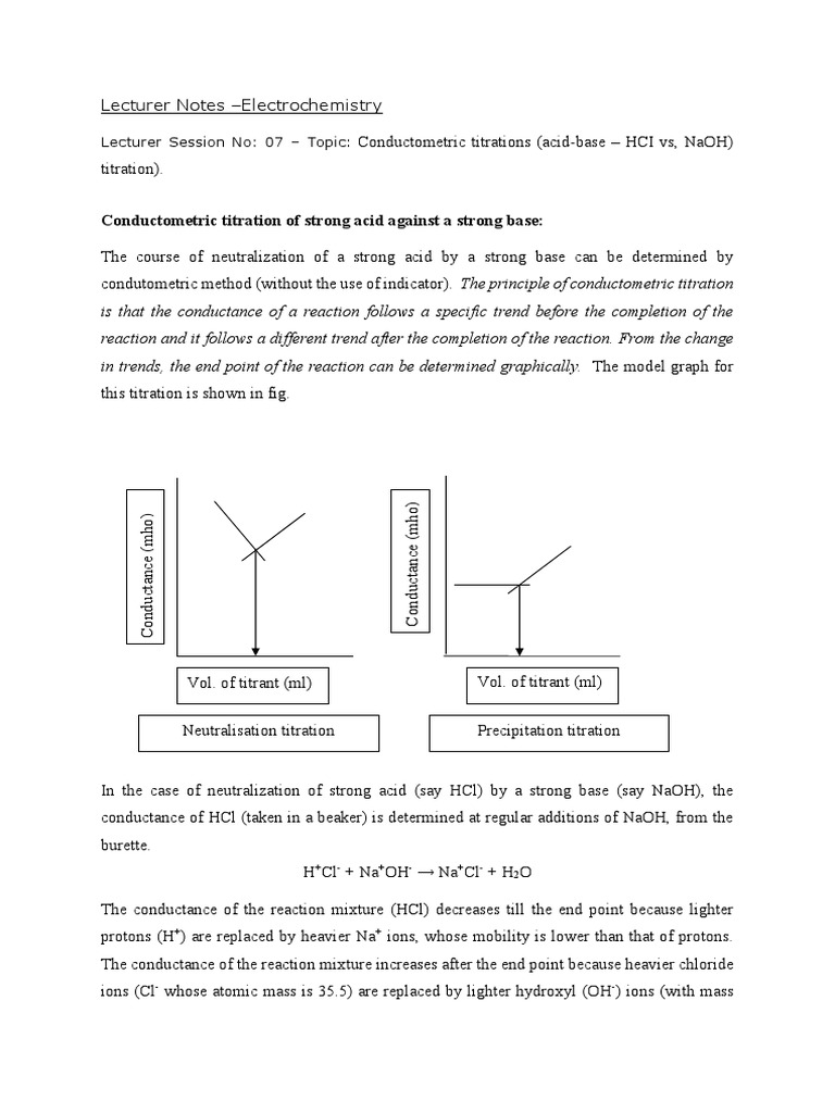 Conductometric Titration | PDF | Titration | Chemistry
