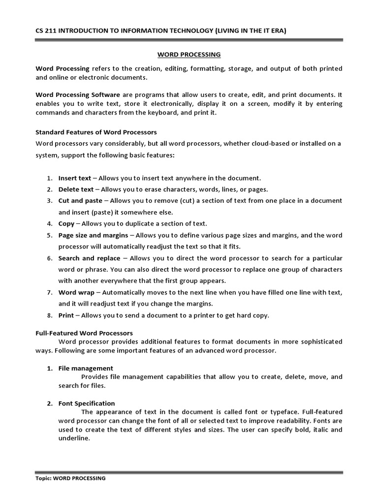 Lecture 2 Word Processor | PDF | Word Processor | Page Layout