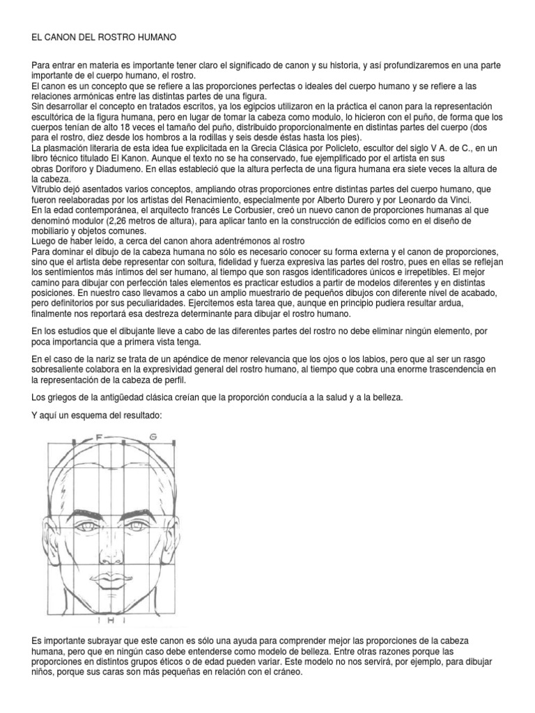 Esquema Del Rostro Humano El Canon Del Rostro Humano | PDF | Escultura