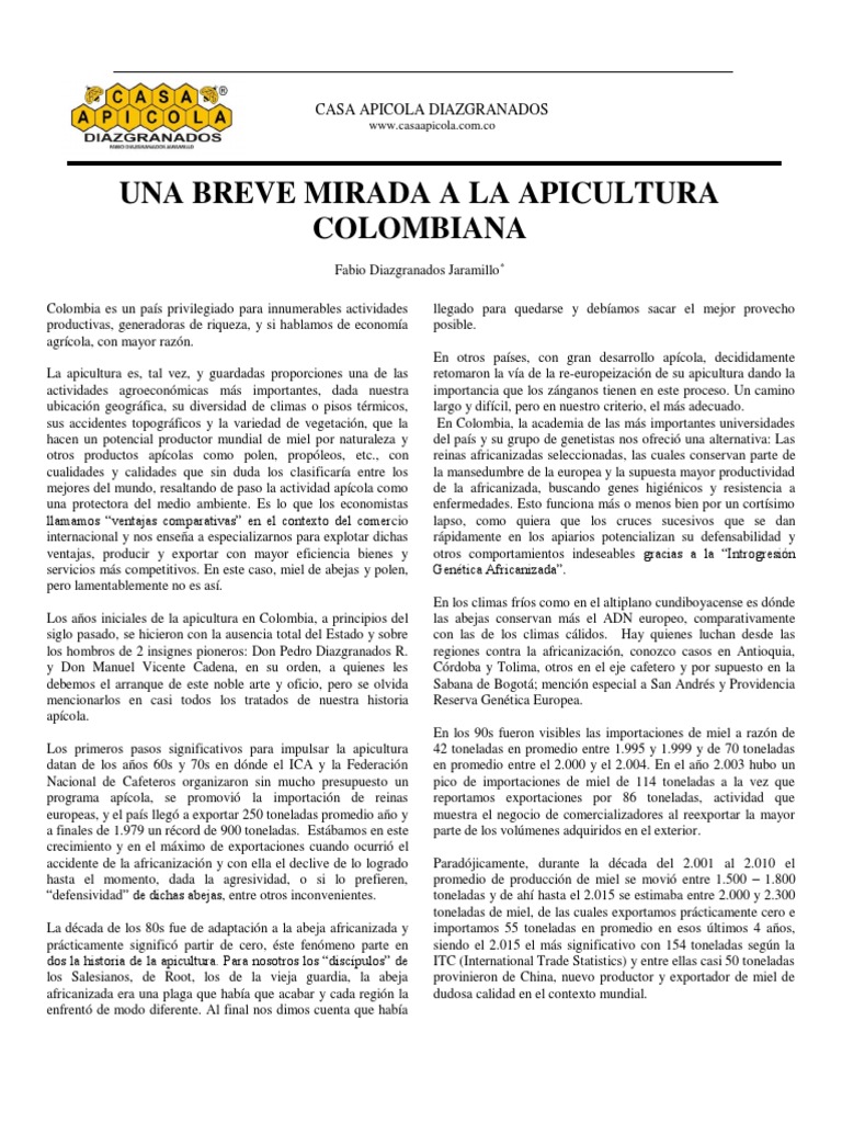 Apicultura En Colombia Pdf Apicultura Colmena