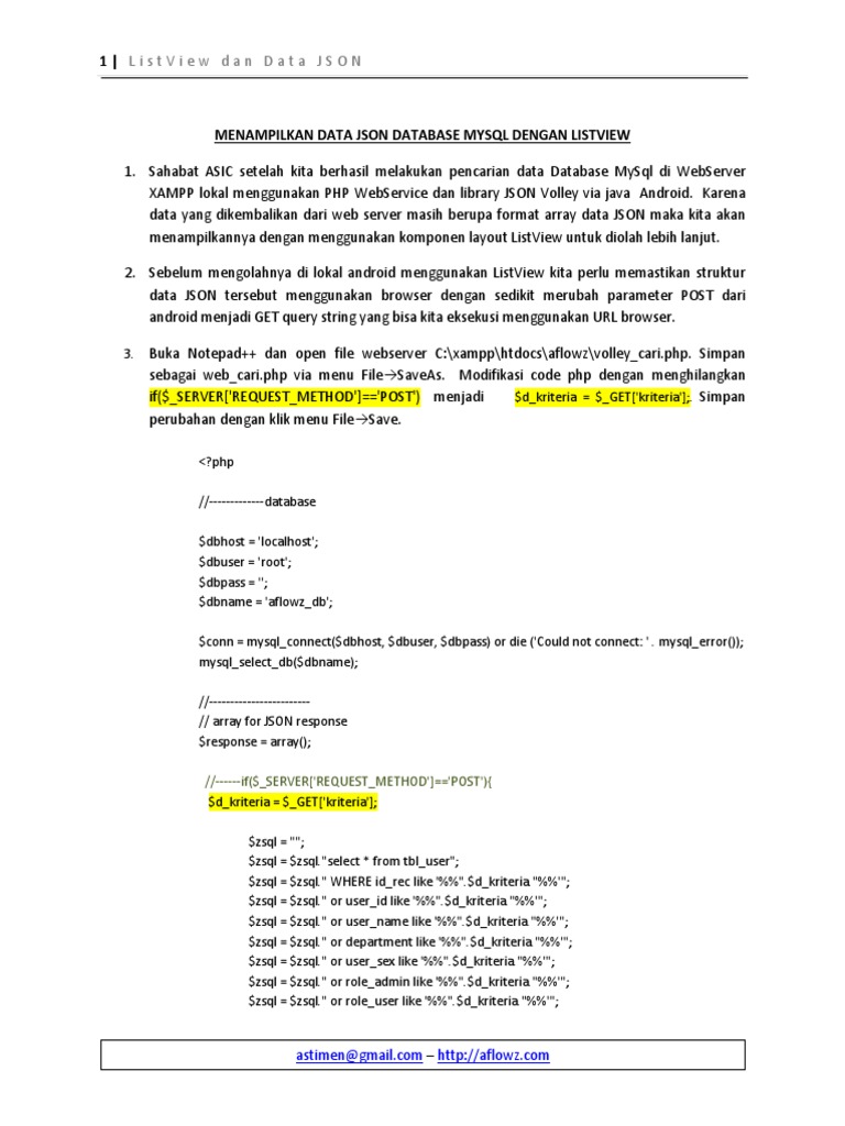 15 Menampilkan Data JSON Dengan Listiview | PDF
