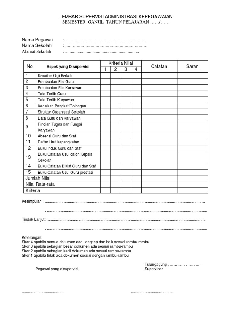 Supervisi Administrasi Sekolah | PDF