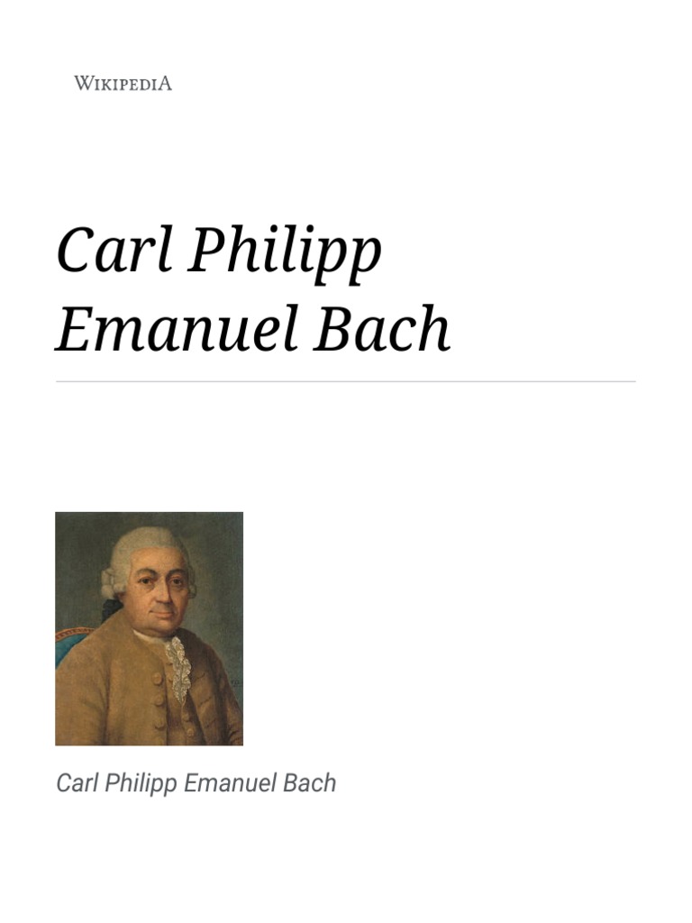 Carl Philipp Emanuel Bach | PDF | Johann Sebastian Bach | Classical Music