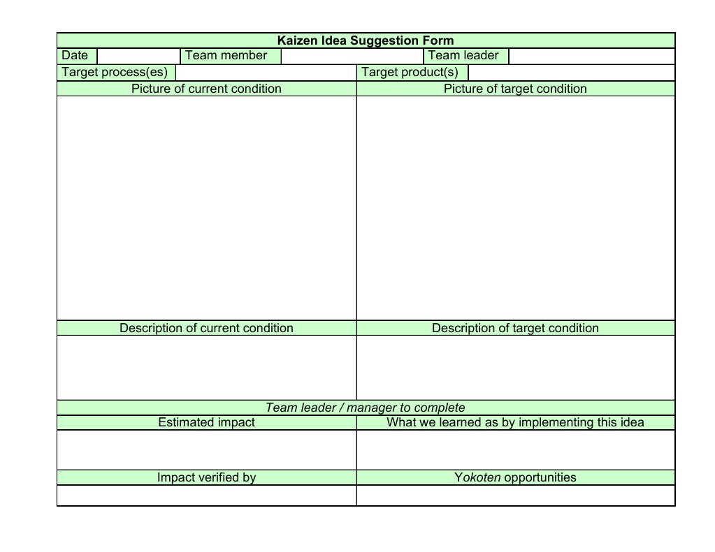 Kaizen Idea Suggestion Form Guide | PDF