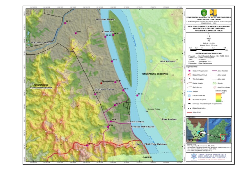 01 Peta Topografi Kota Tenggarong (A3) | PDF