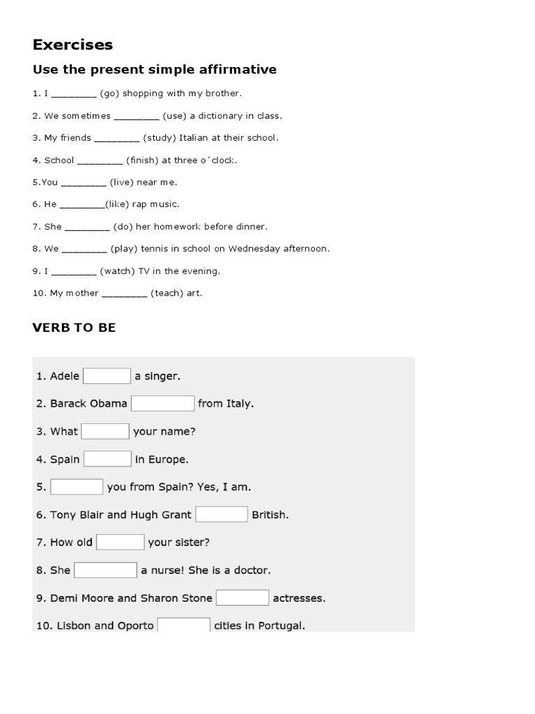 Present Simple Exercises | PDF