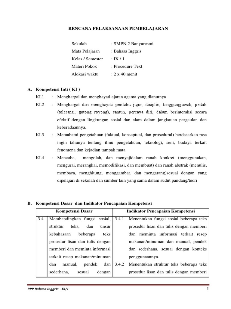RPP Procedure Text 1 | PDF