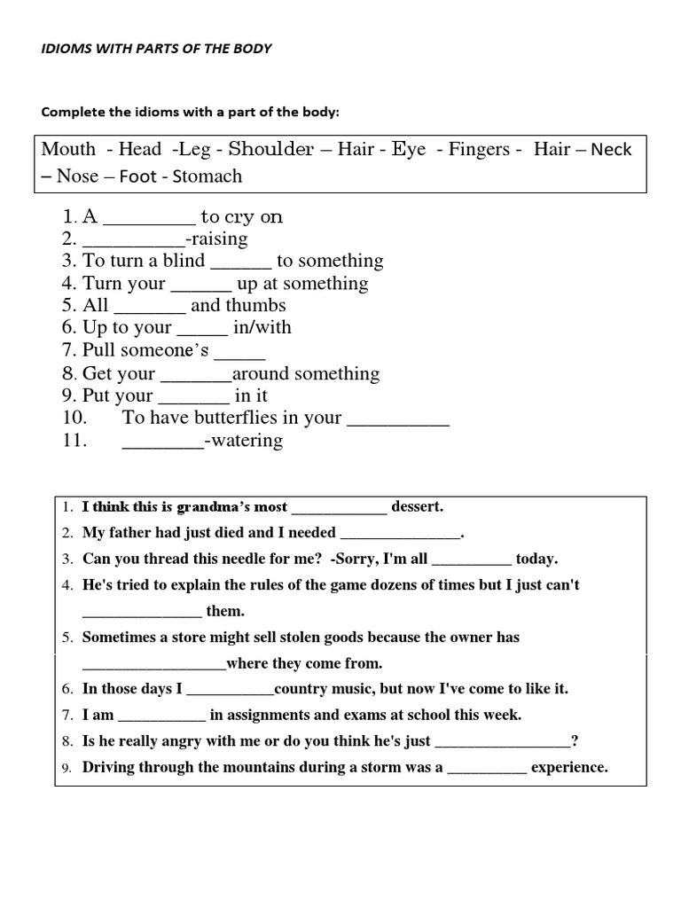 Body Part Idioms Explained | PDF